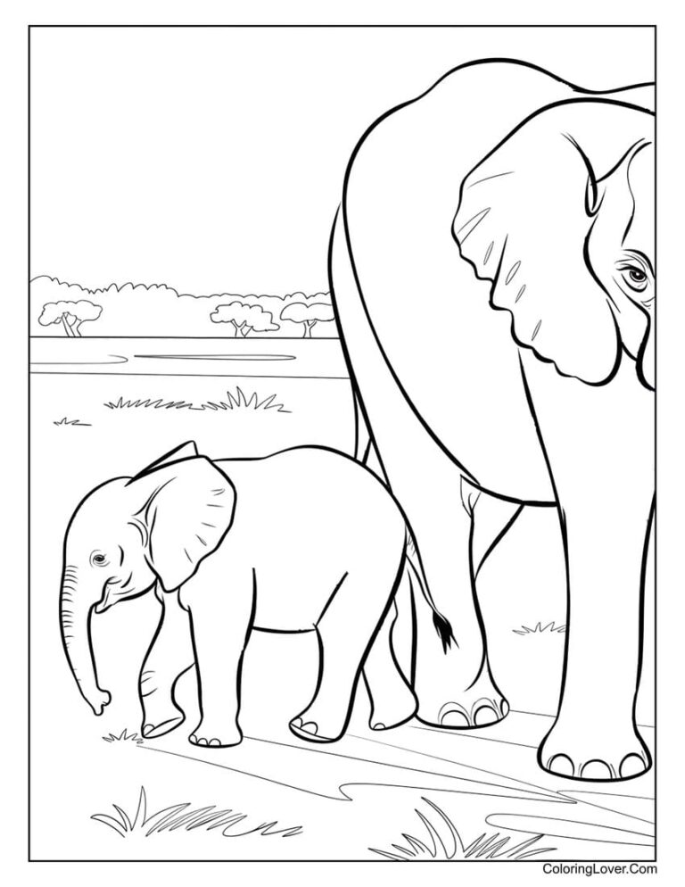 42 Elephant Coloring Pages (Free Printables for All Ages)