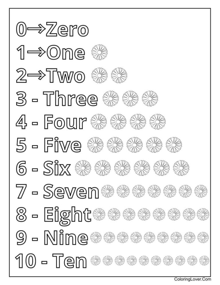 Printable Number Coloring Pages (Preschool and Kindergarten)